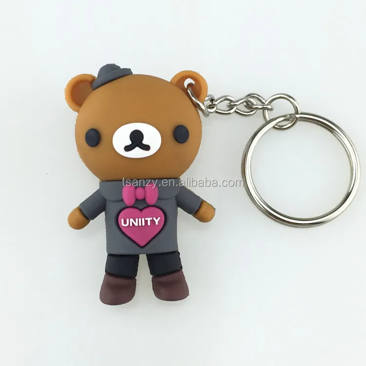 Customized Cute Kid's Gifts Soft PVC 3D Keychain Animal Dog Keyring in ...