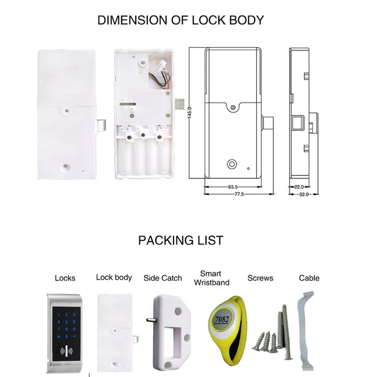 Electronic Keyless Smart Combination Code Locker Locks For Spa Hotel ...