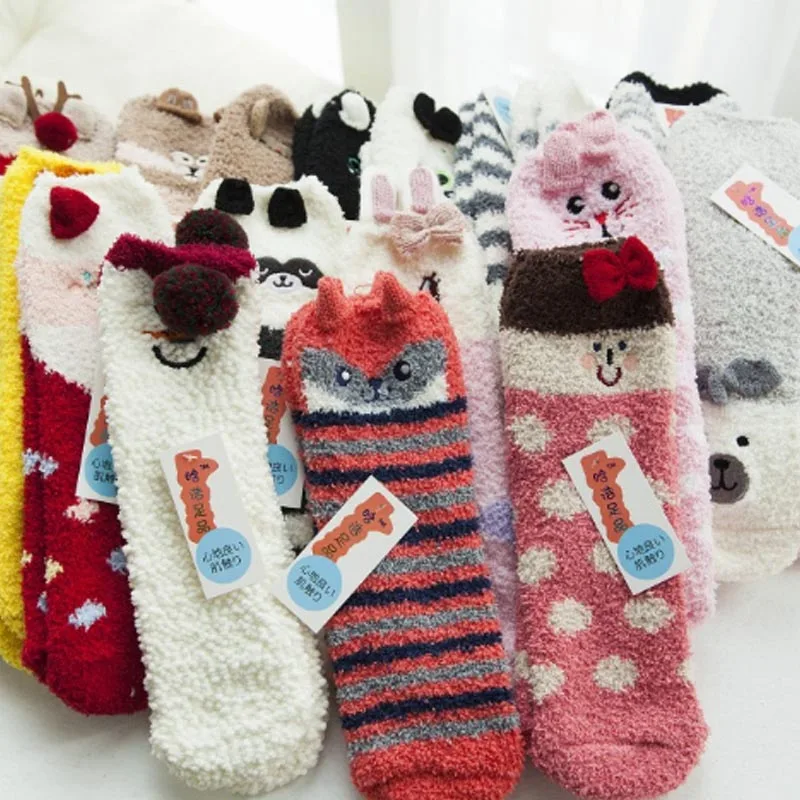 New Women's Fuzzy Socks Animal Face Design 3d Soft And Fuzzy Ladies ...