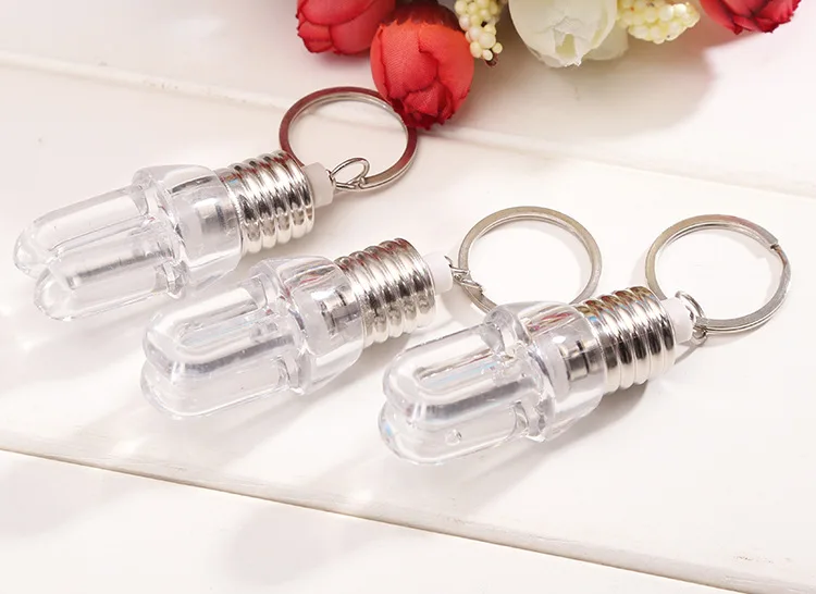 Led Bulb Keyring Colorful Flash Light Chain Torch U-shaped Round Spiral ...