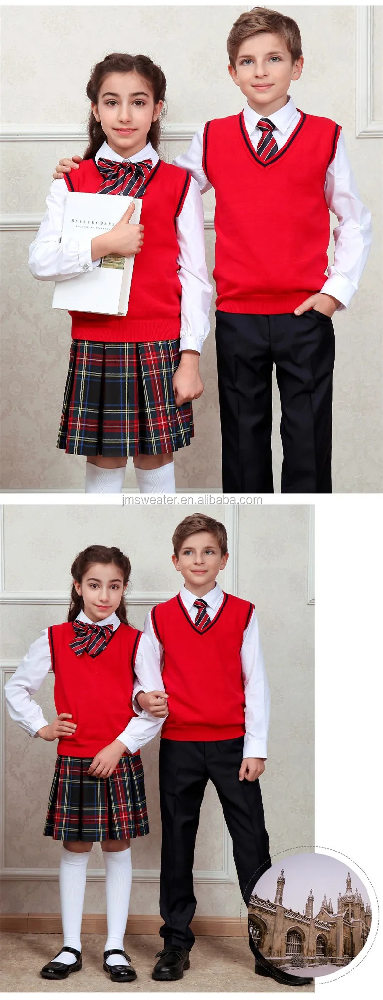 Cheap Price School Use Sweater Red Sleeveless Unisex Sweater Vest ...