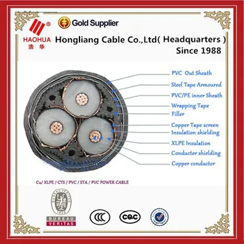 3.6/6 Kv N2xseyby Xlpe Insulated Double Steel Tape Armoured,Three Core ...