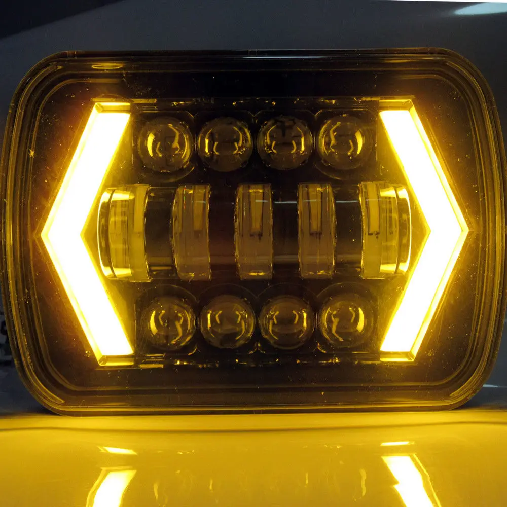 Accessories For Car White Drl Amber Turn Signal Light 5x7'' Led Car ...