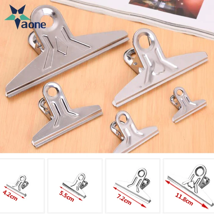Promotional 145mm Stainless Steel Binder Clips Silver Color Bulldog ...