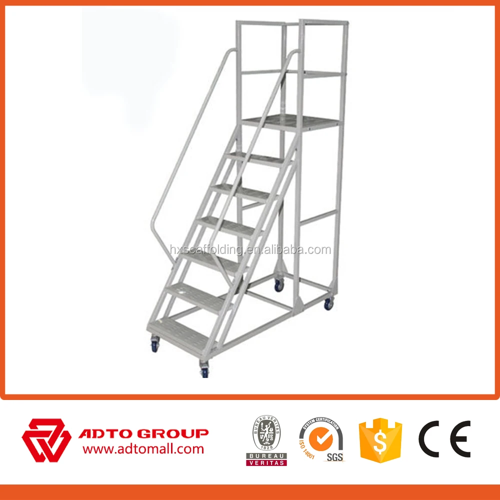 aluminum movable platform ladder,movable aluminum stair,mobile platform ...