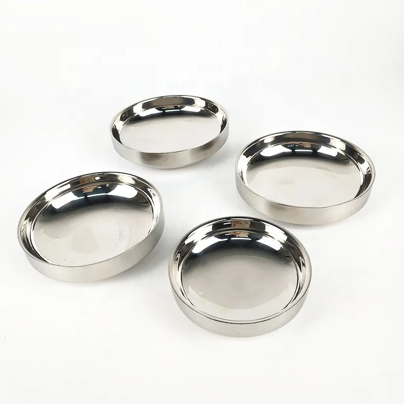 Food Grade Small Silver Round Plate Stainless Steel Sauce Dish - Buy ...