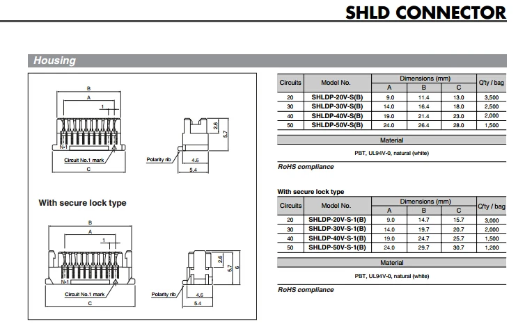 Jst 1.0mm 피치 20 핀 Shld 시리즈 Shldp-20v-s-1(b) 하우징 연결관 - Buy 20 핀 커넥터,Jst 커넥터,와이어 커넥터 Product on ...