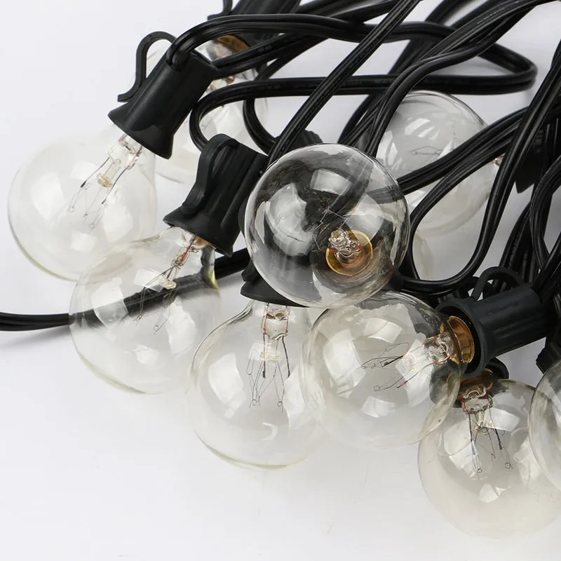 25ft Outdoor E12 G40 String Light With 25pcs Clear 5w Tungsten Bulb ...
