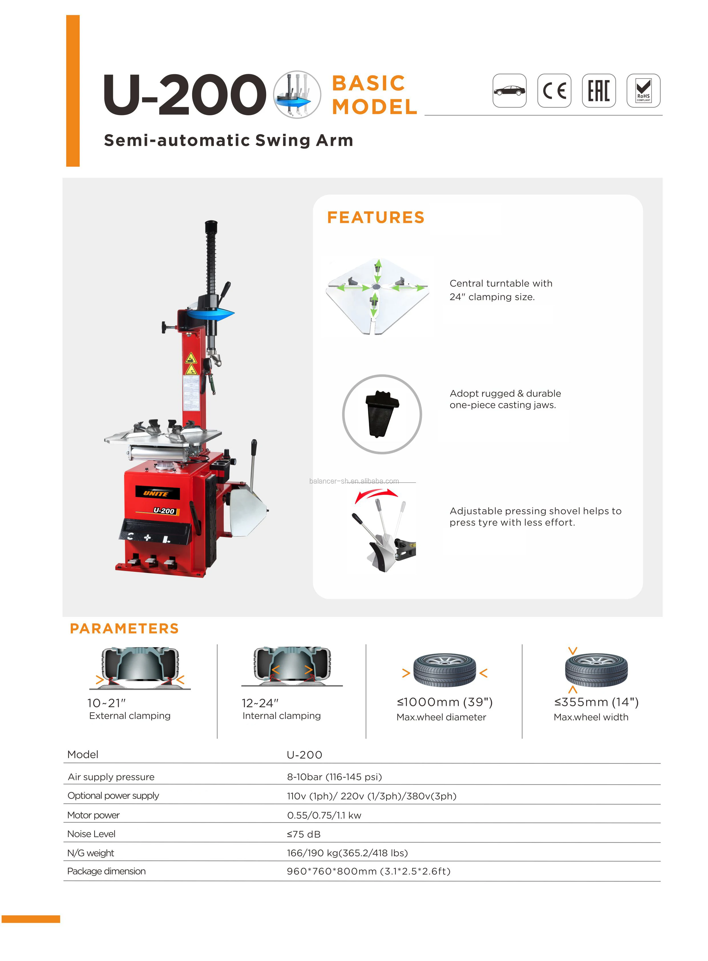 Unite U-256a Fully Automatictilt Back Tower Car Tyre Changer With Help ...