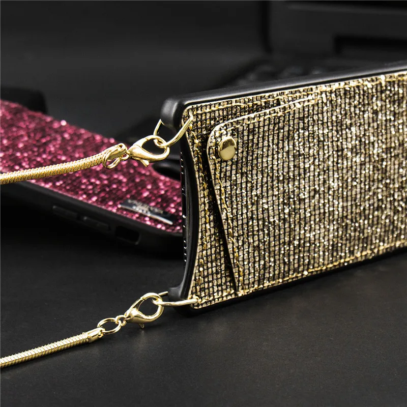 Crossbody Smartphone Bling Leather Wallet For Iphone Neck Strap Phone ...