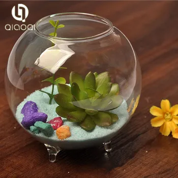Clear Glass Vase Fish Tank Ball Bowl With Feet - Buy Clear Glass Vase ...