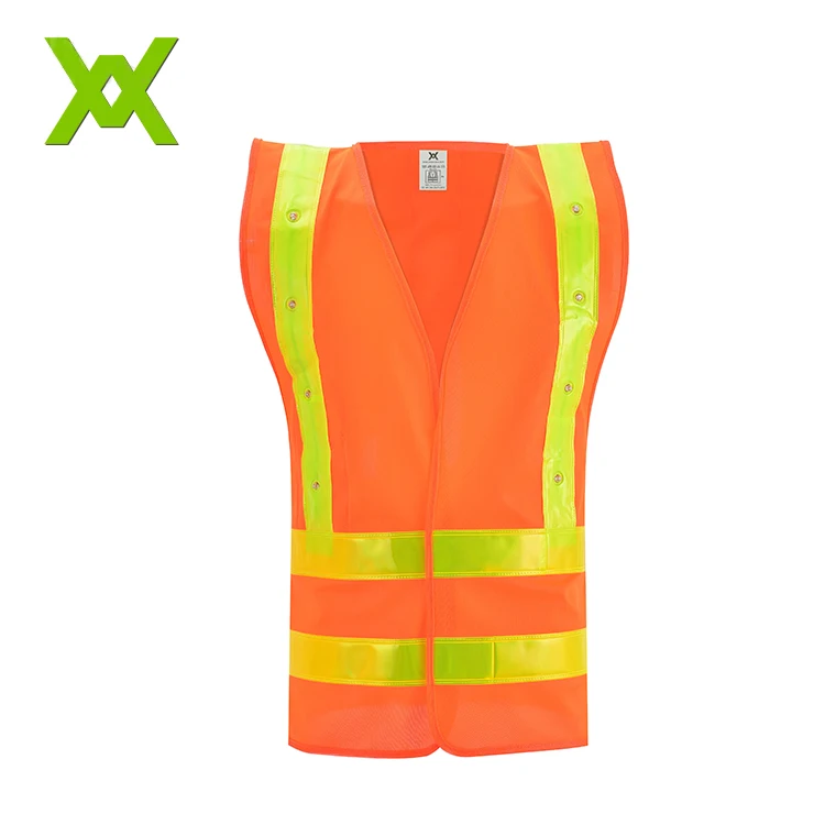 High Visibility Traffic Uniform Fluo Orange Flashing Led Lighted Ansi ...