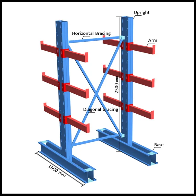 Large Loading Capacity Adjustable Steel Pipe Bin Cantilever Warehouse ...