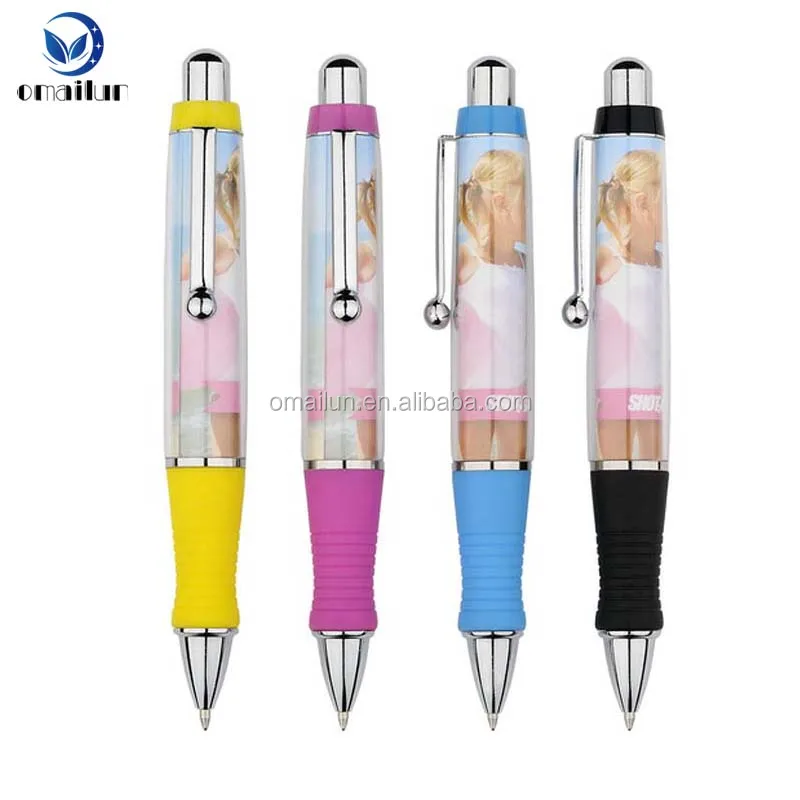 Promotional Clear Tube Full Printing Picture Paper Insert Inside Ball Pen