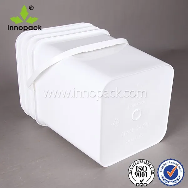 20kg Animal Feed Bucket Square Plastic Pail With Lid White Plastic ...