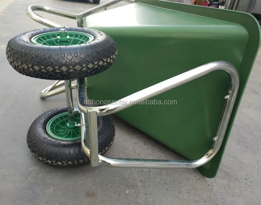 160l Twin Classic Two Wheels Galvanized Handle Green Plastic Tray Extra ...