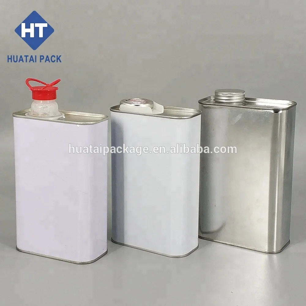 1l Metal Rectangular Engine Oil Tin Can Jerry Can With Flexible Plastic ...