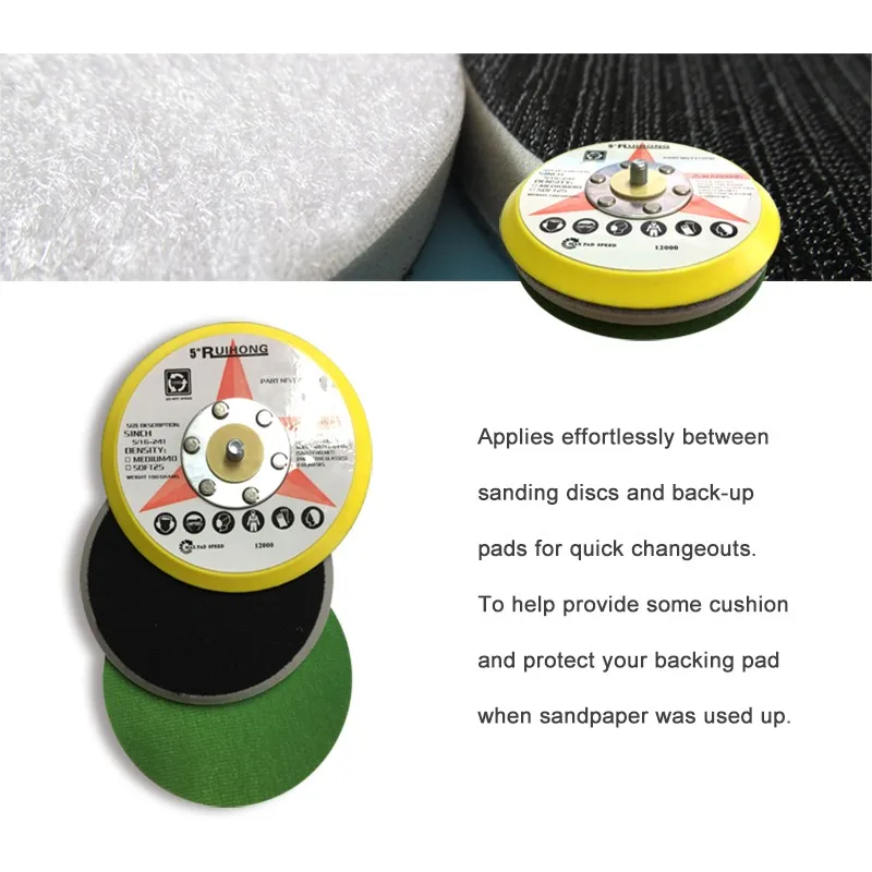 5 Inch 125mm Hook And Loop Chamfered Sponge High Density Interface Pad ...