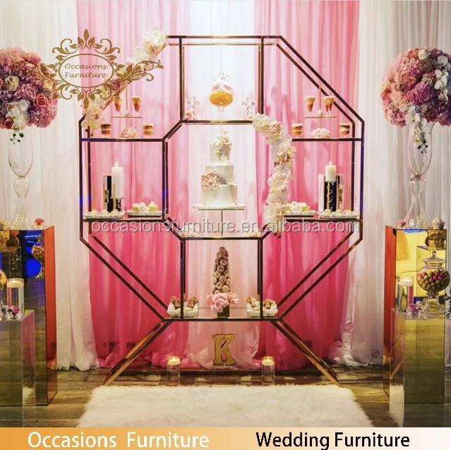 Wedding Shelves Win Stand Golden Stainless Steel Furniture Luxury ...