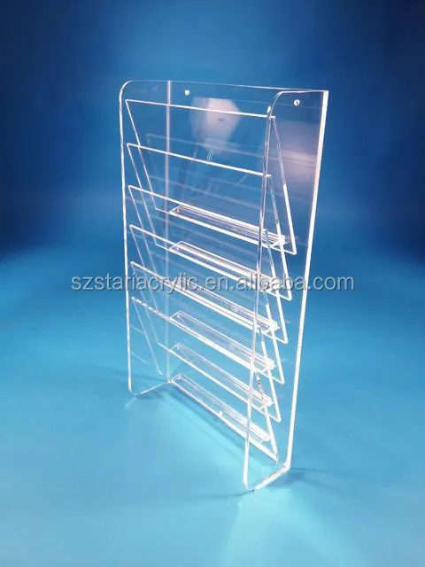 Wall Mounted Acrylic Newspaper Stand - Perspex Storage Rack