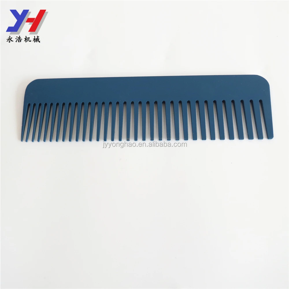 Customized Blue Anodized Aluminum Hair Comb with Wide Teeth