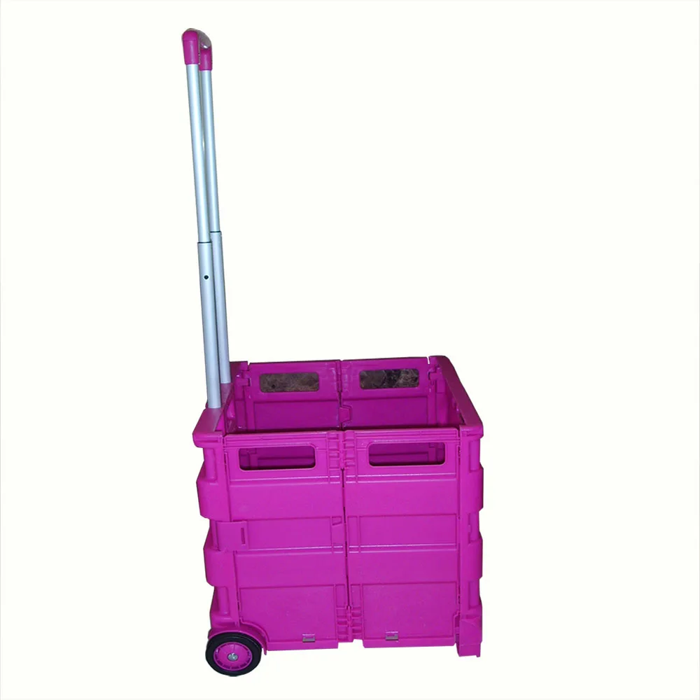 2 Wheel Shopping Rolling Plastic Folding Box Cart - Buy Folding Box ...