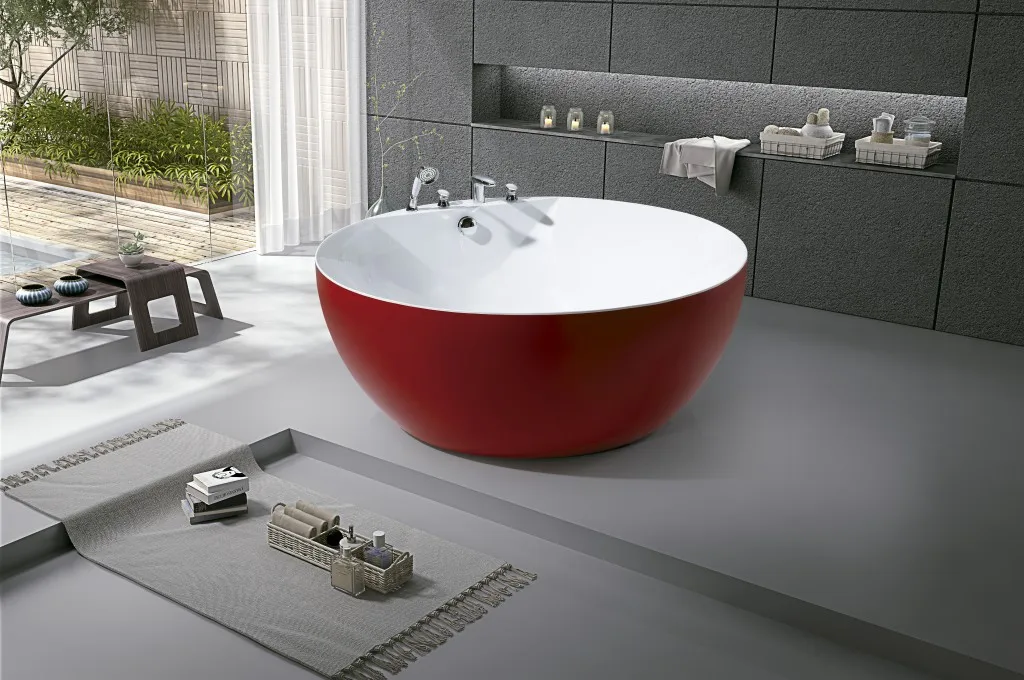Bathtub & Whirlpool Red Color Round Bathtub Acrylic Bathtubs With ...