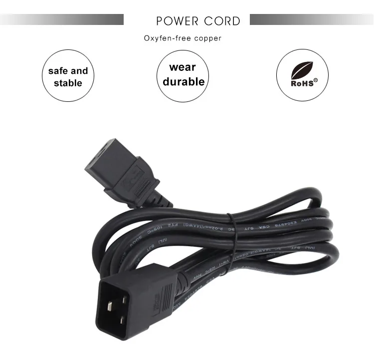 1.8M C19 C20 Power Cord - Reliable Server UPS Cable