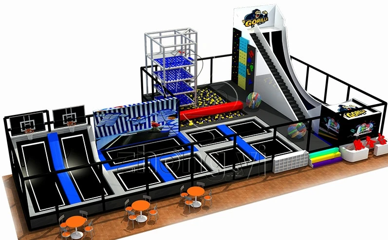 Trampoline Park Ninja Course Free Jumping Area Indoor With Protective ...