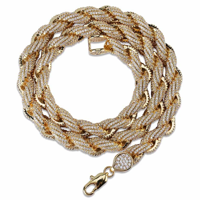 10mm 14k Gold Hip Hop Men's Iced Out Bling Cz Diamond Rope Chain - Buy ...