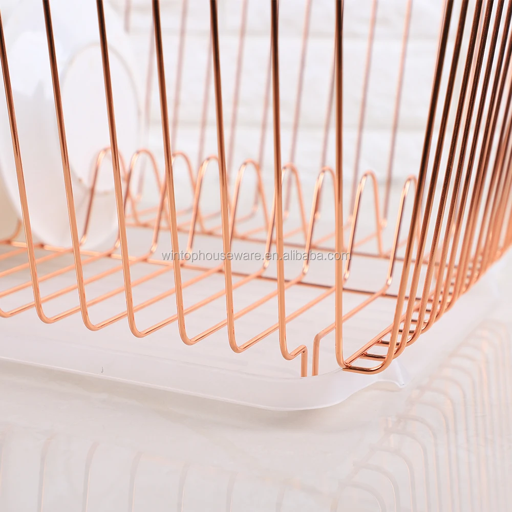 Large Capacity Metal Copper Kitchen Plate Bowl Dish Drying Rack Dish ...