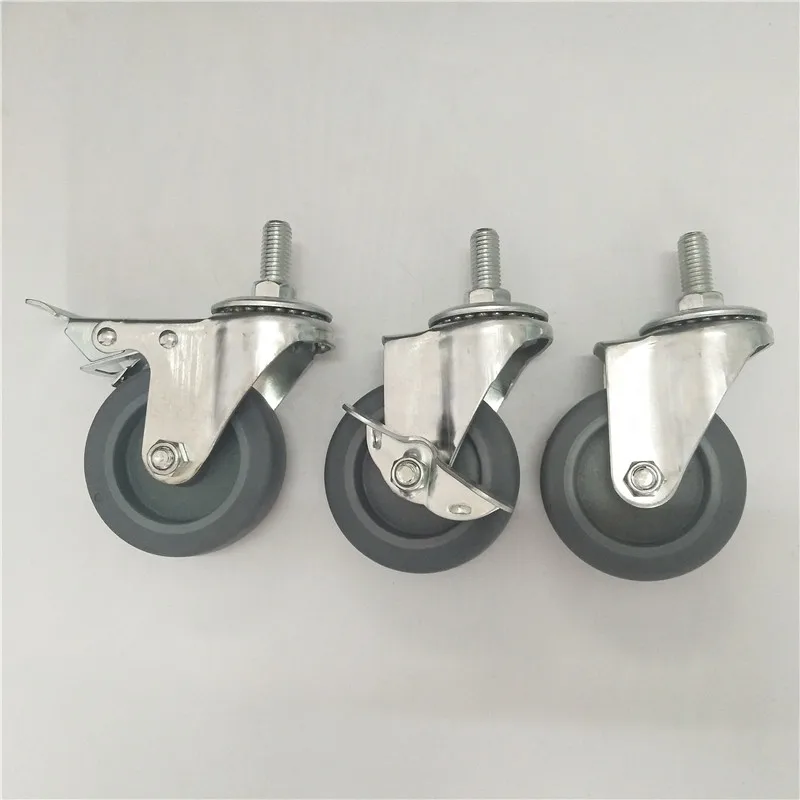 75mm Screw Type M10/m12/m16 Tpr Caster Wheel With Double Brake - Buy ...
