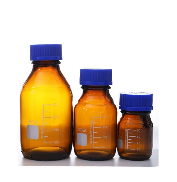 Lab Amber Glass Media Storage Container - Reagent Bottle