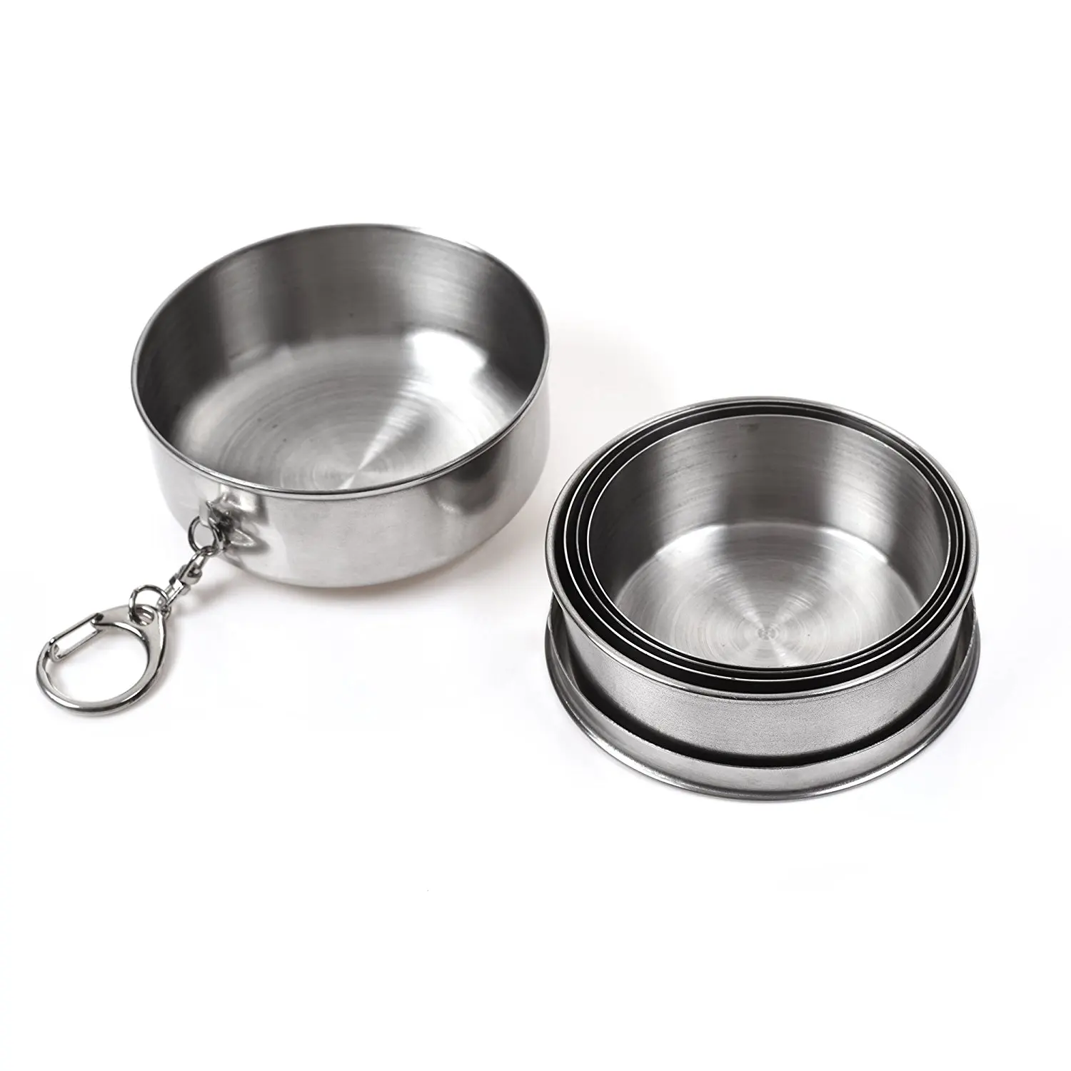 Camping Folding Drinking Mugs Collapsible Steel Cup With Keychain - Buy ...