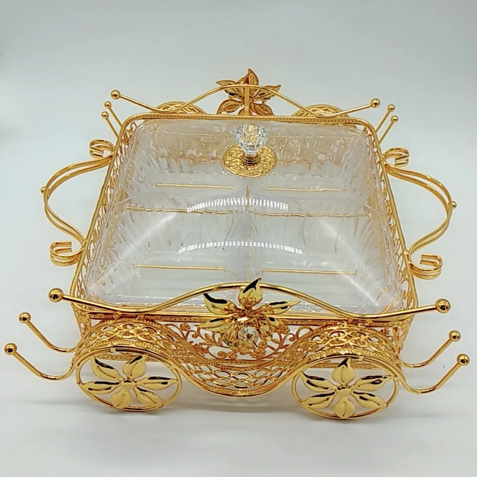 European Metal Rectangle Serving Tray Candy Box With 4 Trays Hotel Home ...