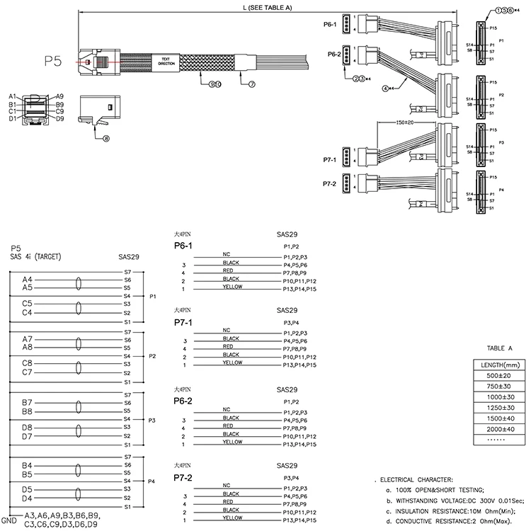 Internal Mini Sas Sff-8643 36p 180 Degree To Mini Sas Sff 8482 29p *4 W ...