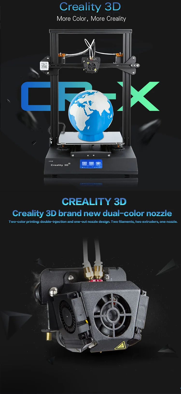 2018 Newest Dual Color Printing Touch Screen Creality Cr-x 3d Printer ...