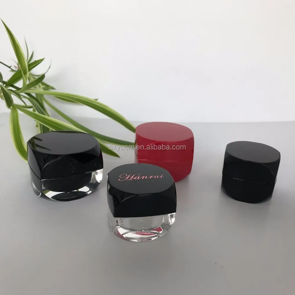 Popular Mini Acrylic Gel Nail Polish Square Jar 5g 10g Black Plastic ...