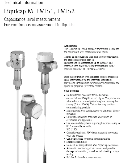ENRESS HAUSER FMI51-A1EGEJB3A1A Capacitance Level Meter