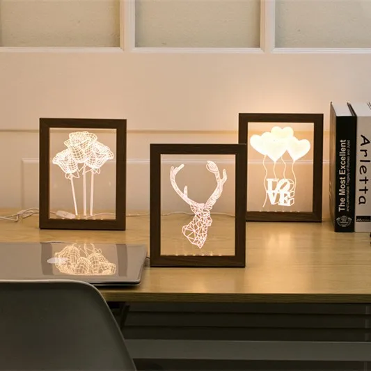 Led Home Decoration Wood Photo Frame Lights - Buy Led Night Light With ...