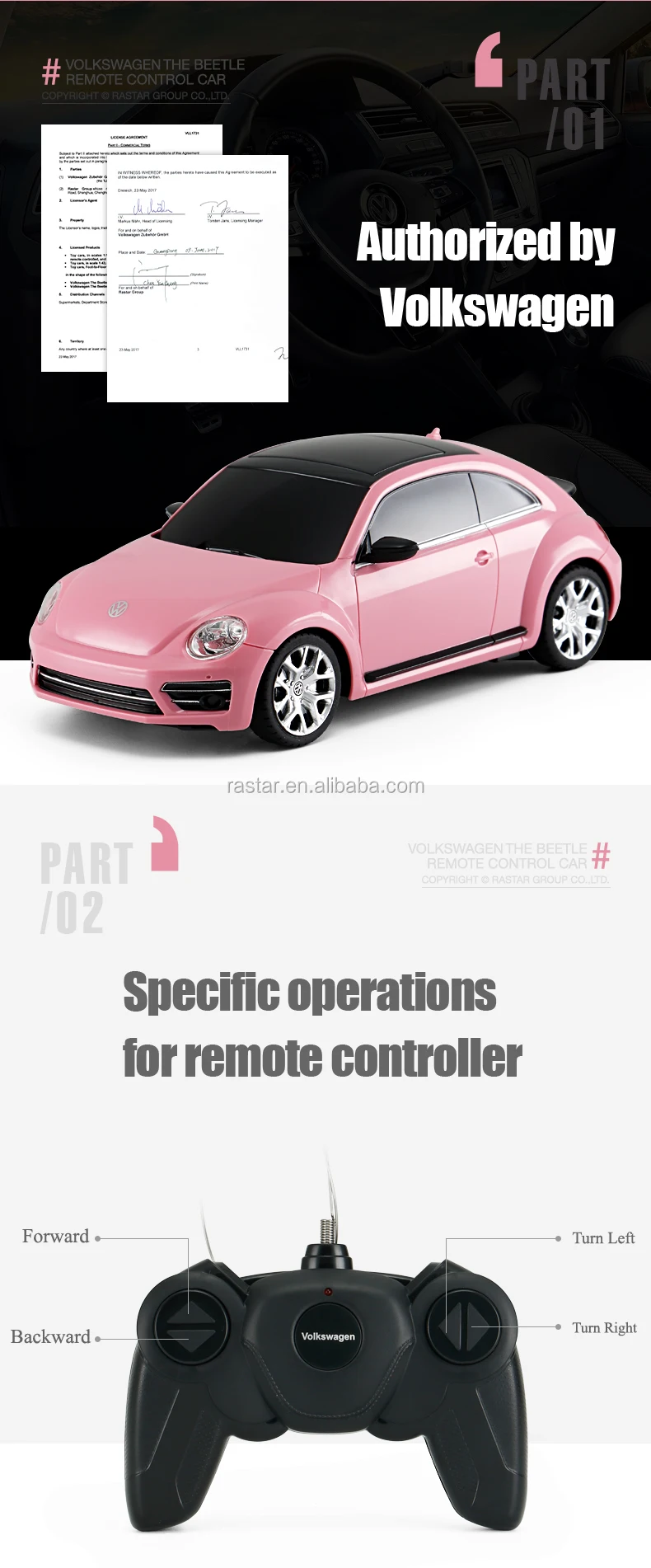 Remote Control 1:24 Volkswagen Beetle Vw Classic Electric Toy Rastar Rc ...