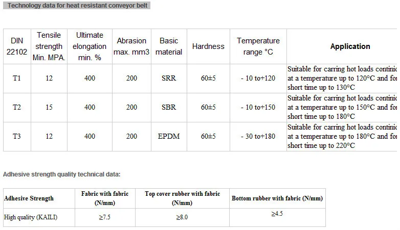 DIN 22102 Standard EP/NN Fabric Rubber Conveyor Belts