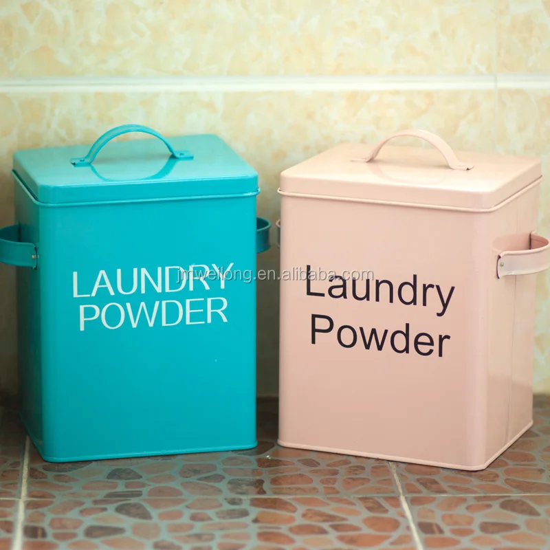 Square Household Laundry Detergent Metal Storage Tin Box For Tide Pods ...