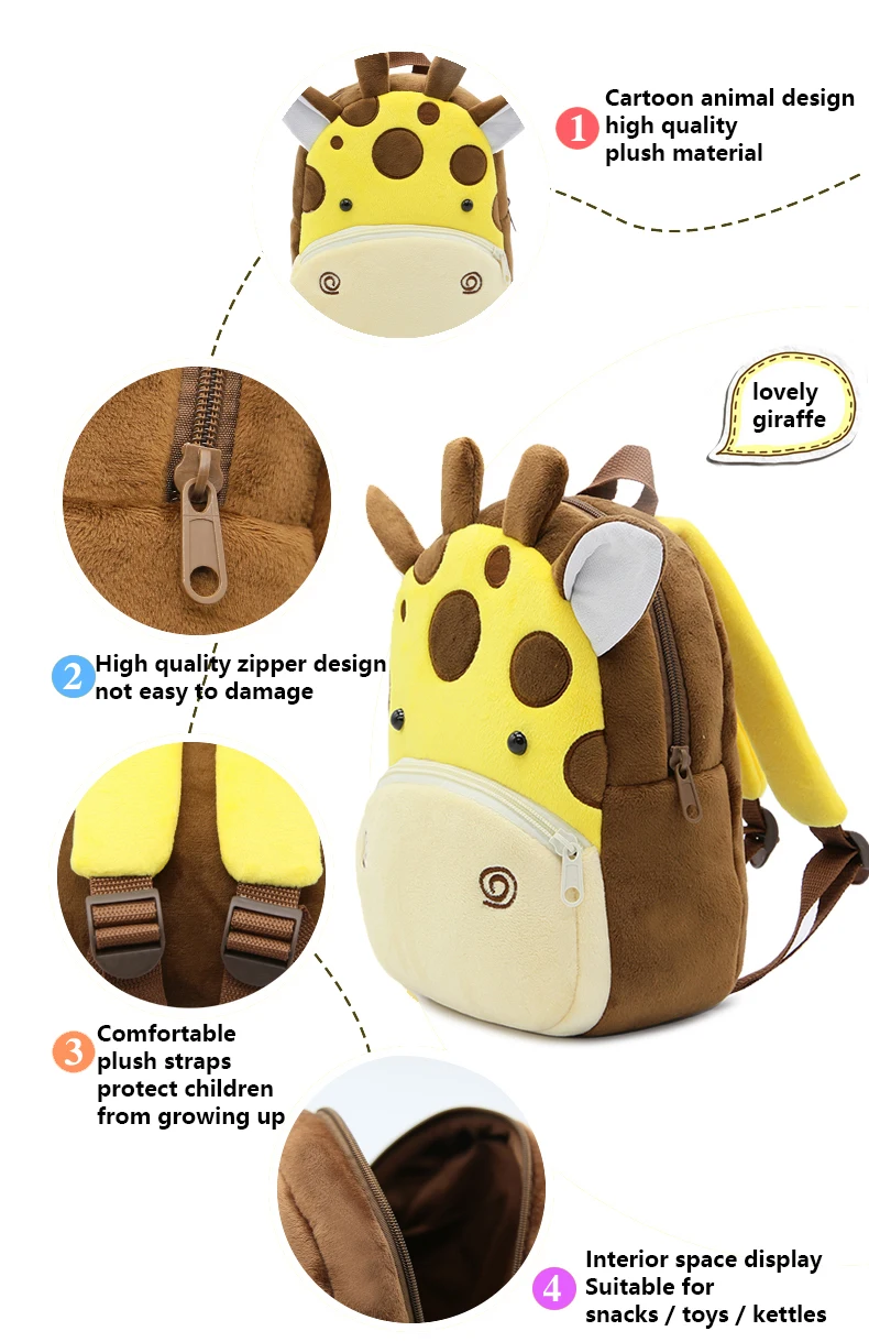 2019 Children School Backpack 3d Cartoon Animals Unicorn Design Plush ...