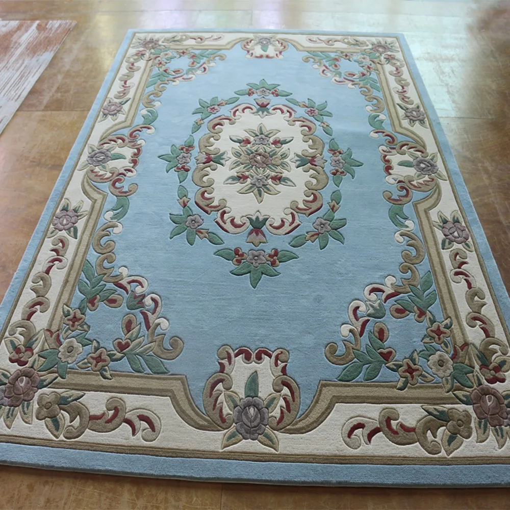 French Aubusson Style Wool Carpet for Hall - Hand Tufted