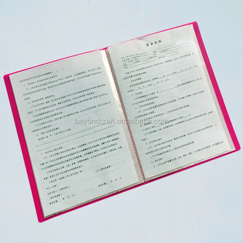 A4 Size Pp Plastic Documents Holder Display Book Clear Poly File Folder ...