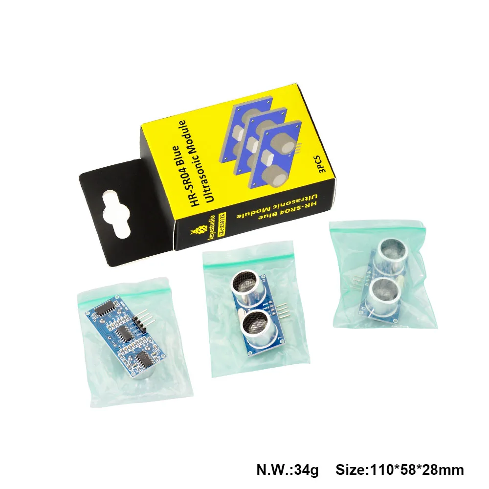 Keyestudio 3PCS HR-SR04 Blue Ultrasonic Sensor Module for Arduino