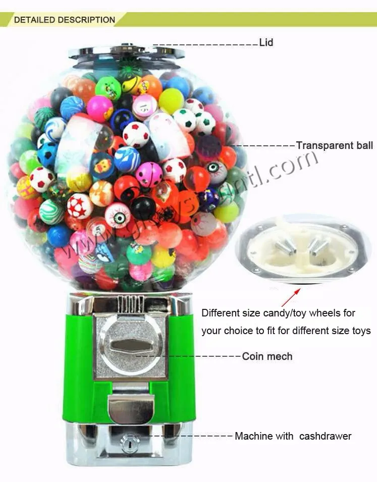 Large Globe Gumball Vending Machine on Stand - Coin Operated Bubble Gum ...