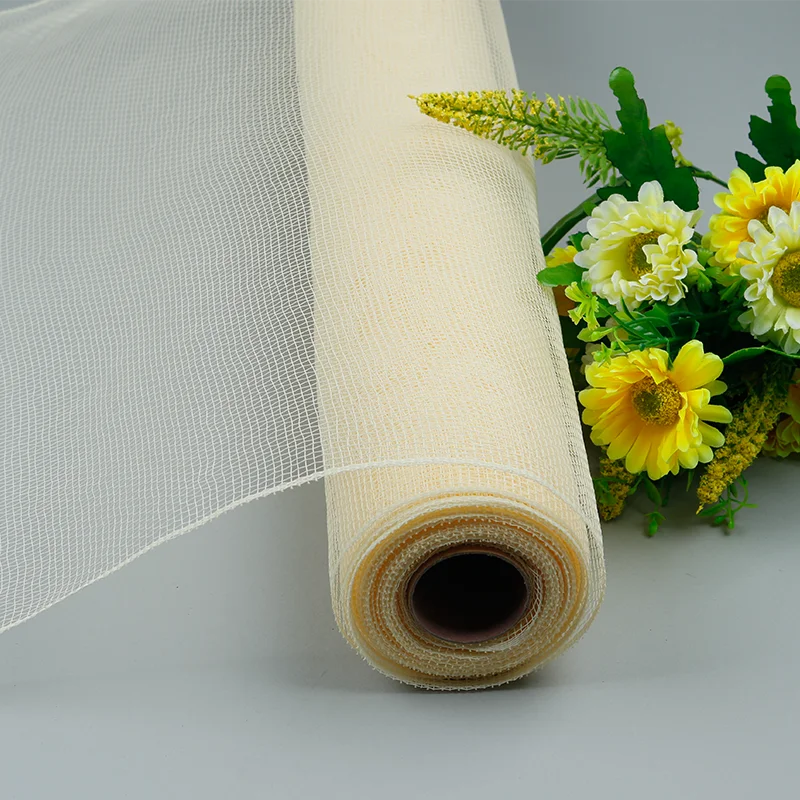 52cm Solid Cream Flower Wrapping Poly Deco Mesh Rolls - Buy Solid Poly ...