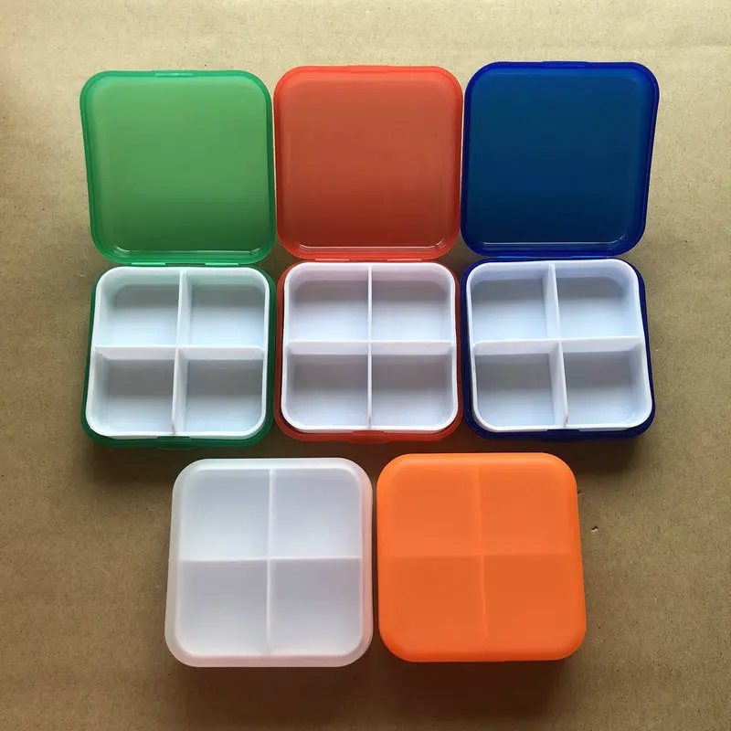 Custom Plastic 4 Compartments Pill Box - Modern & Travel-friendly
